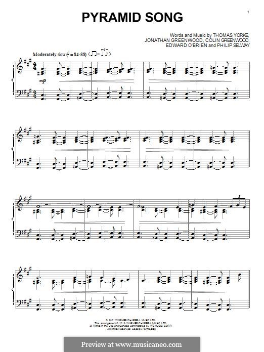 Pyramid Song (Radiohead) by T. Yorke - sheet music on MusicaNeo