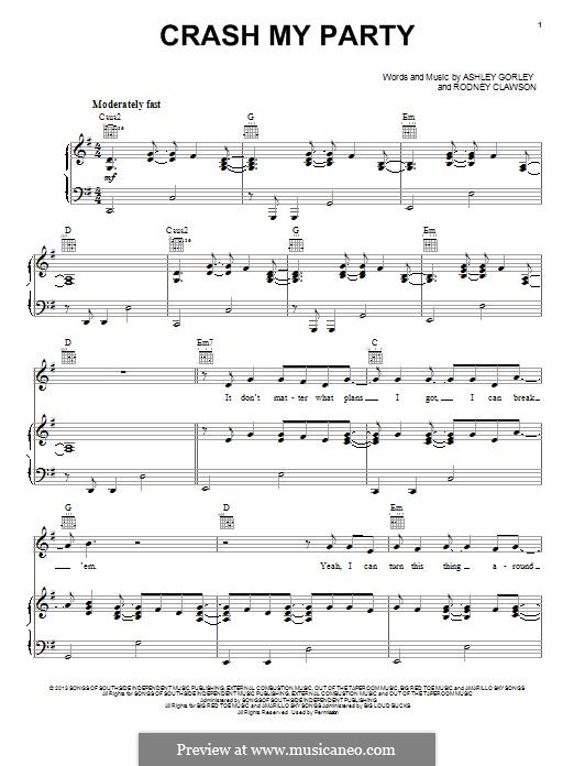 Crash My Party by A. Gorley, R. Clawson - sheet music on MusicaNeo