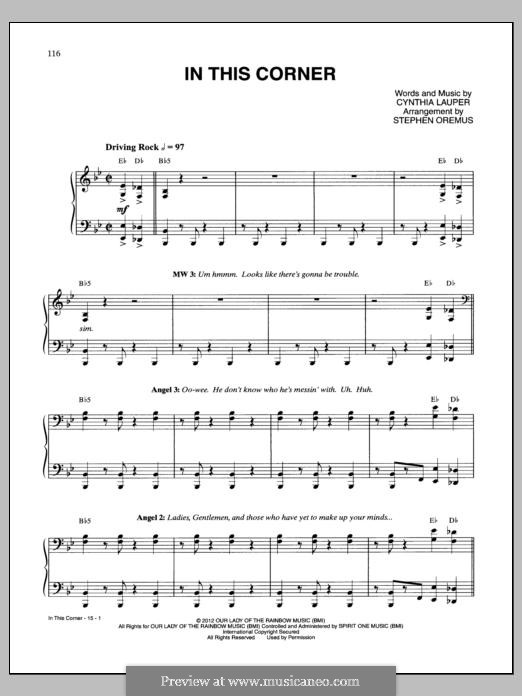 In This Corner by C. Lauper - sheet music on MusicaNeo