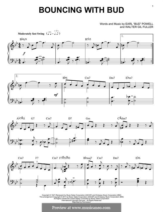 Bouncing With Bud By Bud Powell W G Fuller Sheet Music On Musicaneo