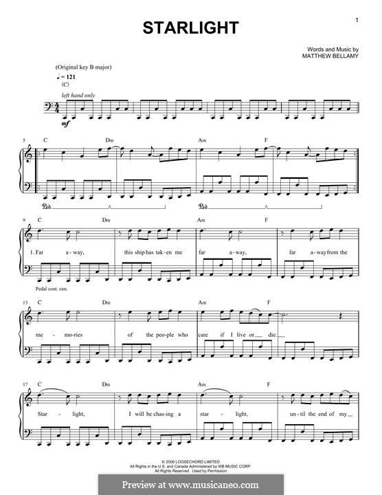 Starlight (Muse) by M. Bellamy - sheet music on MusicaNeo