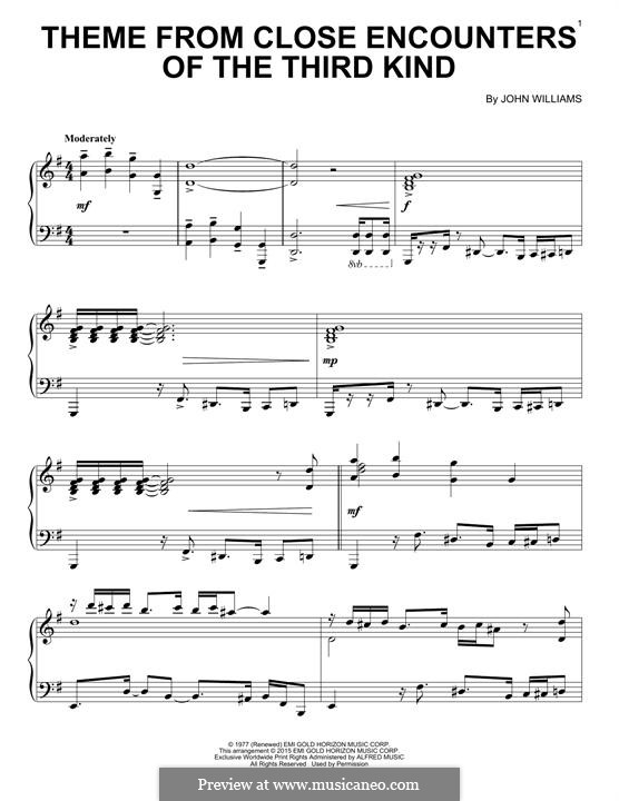 Theme from Close Encounters of the Third Kind by J. Williams on MusicaNeo