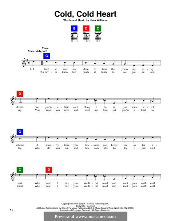 Cold, Cold Heart by H. Williams - sheet music on MusicaNeo