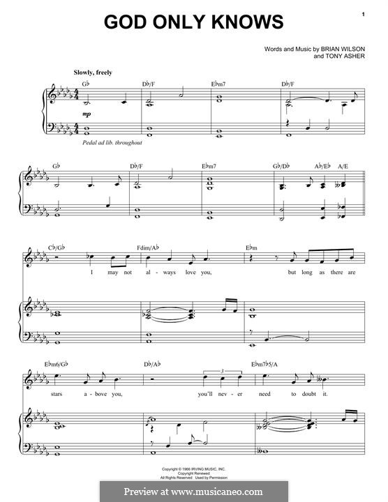 God Only Knows (The Beach Boys) by B. Wilson, T. Asher on MusicaNeo