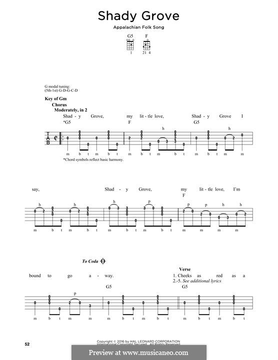 Shady Grove by folklore - sheet music on MusicaNeo