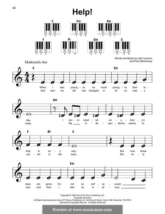 Help! (The Beatles) by J. Lennon, P. McCartney - sheet music on MusicaNeo