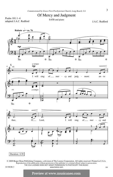 Of Mercy and Judgment by J.A.C. Redford - sheet music on MusicaNeo