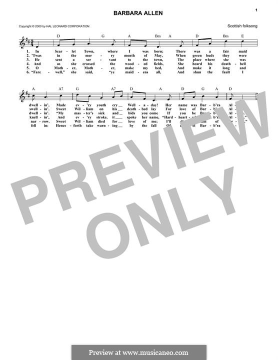 Barbara Allen by folklore - free download on MusicaNeo