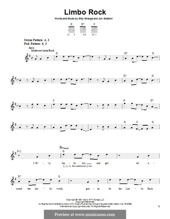 Limbo Rock by B. Strange, J. Sheldon - sheet music on MusicaNeo
