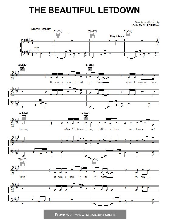 The Beautiful Letdown (Switchfoot) by J. Foreman - sheet music on MusicaNeo