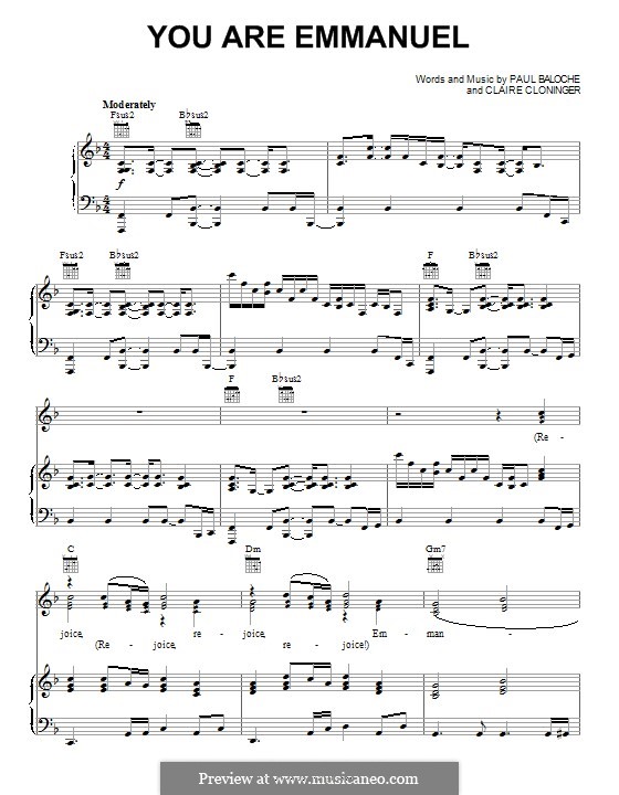 You are Emmanuel by P. Baloche, C. Cloninger - sheet music on MusicaNeo