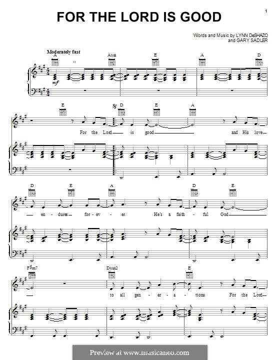 For the Lord is Good by L. DeShazo, G. Sadler - sheet music on MusicaNeo