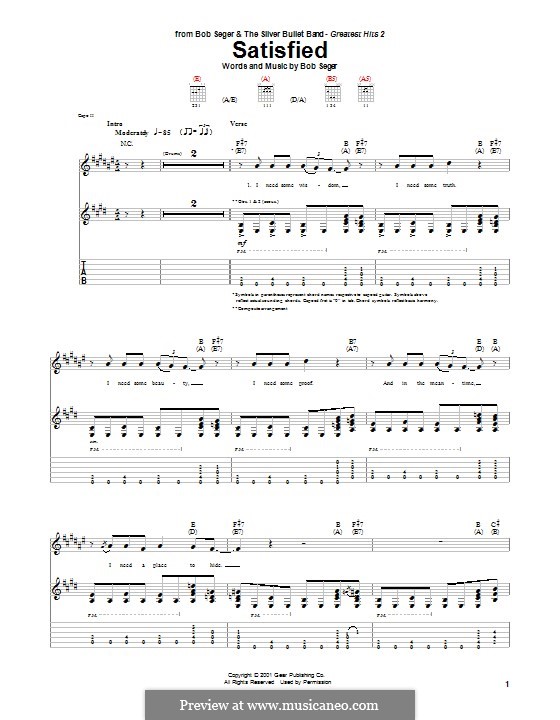 Satisfied by B. Seger - sheet music on MusicaNeo