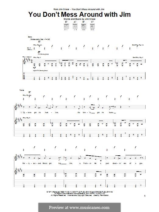 You don't Mess Around with Jim by J. Croce - sheet music on MusicaNeo