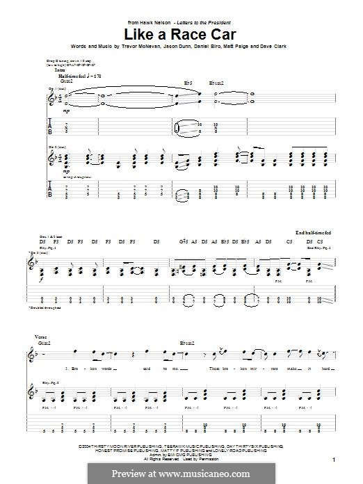 Like a Race Car (Hawk Nelson) by D. Clark, T. McNevan, D. Biro, J. Dunn ...