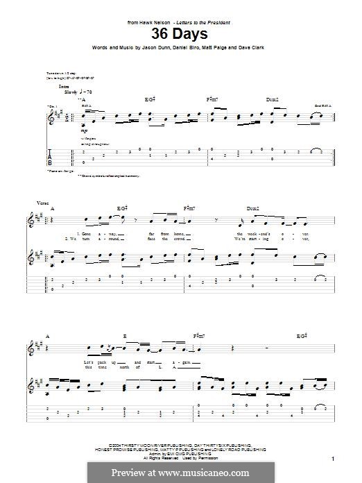 36 Days (Hawk Nelson) by D. Clark, D. Biro, J. Dunn, M. Paige on MusicaNeo