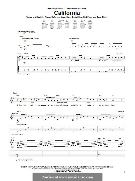 California (Hawk Nelson) by D. Clark, T. McNevan, D. Biro, J. Dunn, M ...