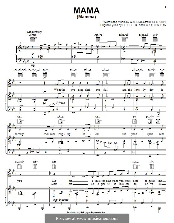 Mamma by C. Bixio - sheet music on MusicaNeo