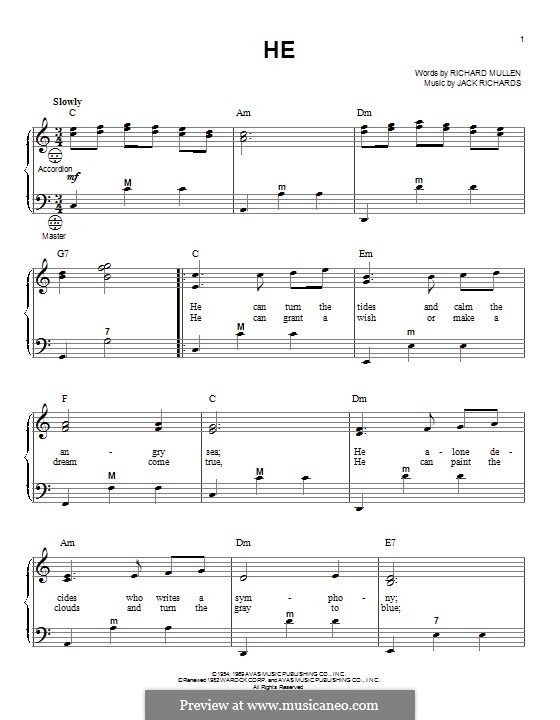 He by J. Richards - sheet music on MusicaNeo