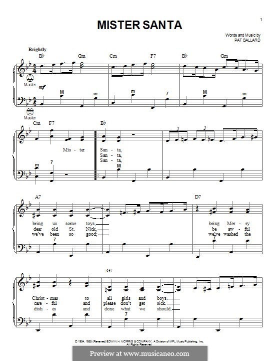 Mister Santa by P. Ballard - sheet music on MusicaNeo