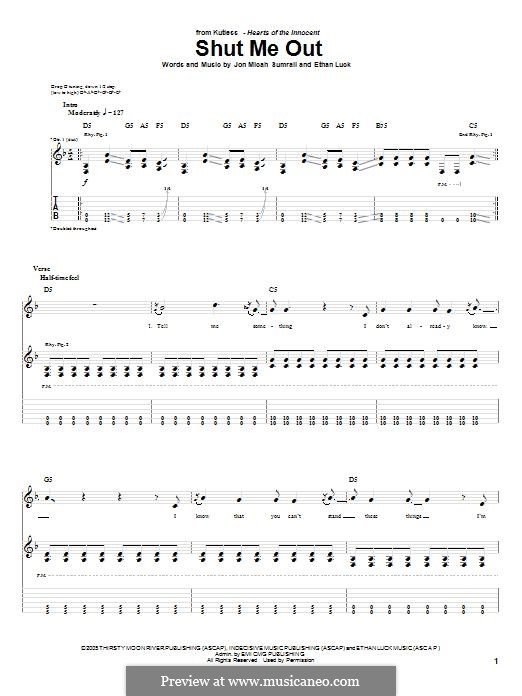 Shut Me Out (Kutless) by J.M. Sumrall, E. Luck - sheet music on MusicaNeo