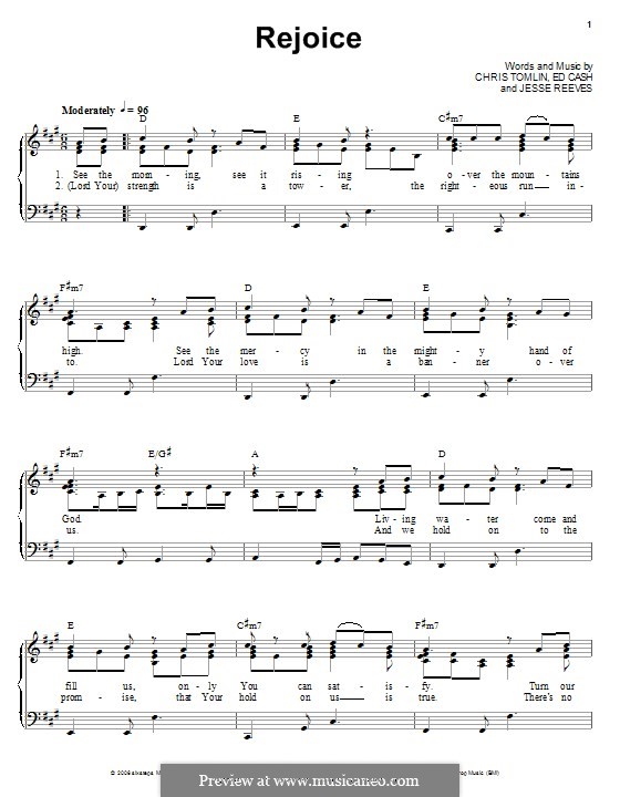 Rejoice by C. Tomlin, E. Cash, J. Reeves - sheet music on MusicaNeo