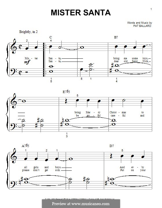 Mister Santa by P. Ballard - sheet music on MusicaNeo