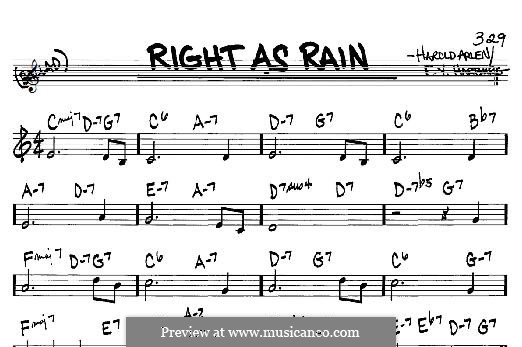 Right as Rain by H. Arlen - sheet music on MusicaNeo