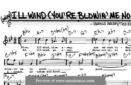 Ill Wind (You're Blowin' Me No Good) by H. Arlen - sheet music on MusicaNeo