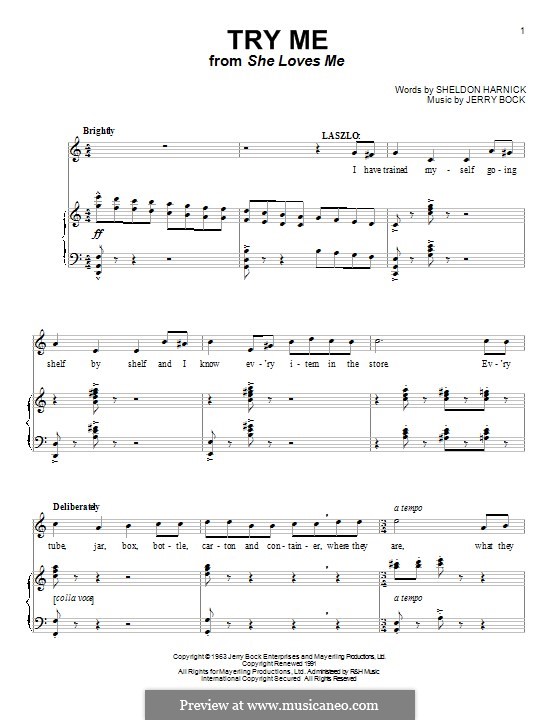 Try Me by J. Bock - sheet music on MusicaNeo
