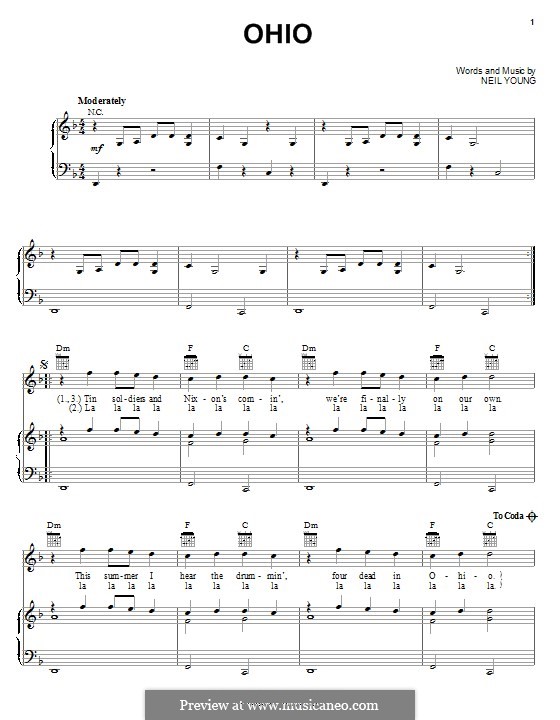 Ohio by N. Young - sheet music on MusicaNeo