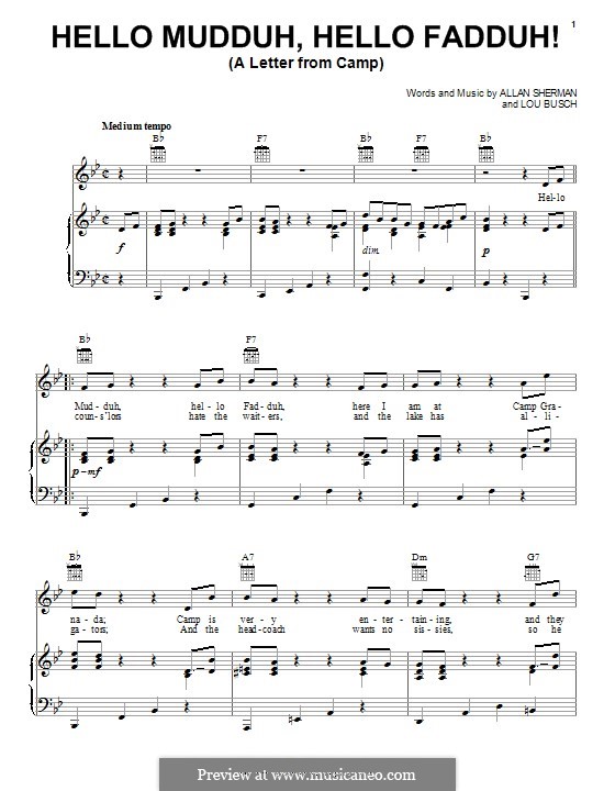 Hello Mudduh, Hello Fadduh! (A Letter from Camp) by A. Sherman, L ...
