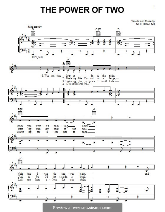 The Power of Two by N. Diamond - sheet music on MusicaNeo
