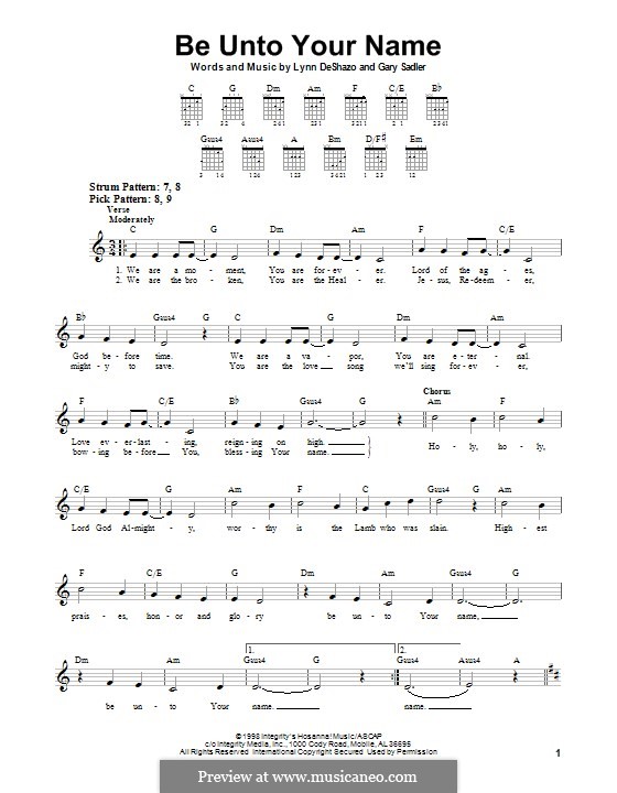 Be Unto Your Name by L. DeShazo, G. Sadler - sheet music on MusicaNeo Be Unto Your Name by L. DeShazo, G. Sadler - sheet music on MusicaNeo