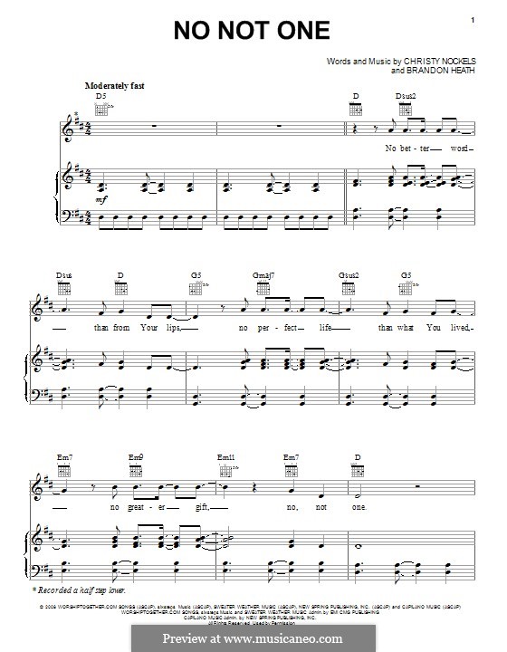 No not One by B. Heath, C. Nockels - sheet music on MusicaNeo