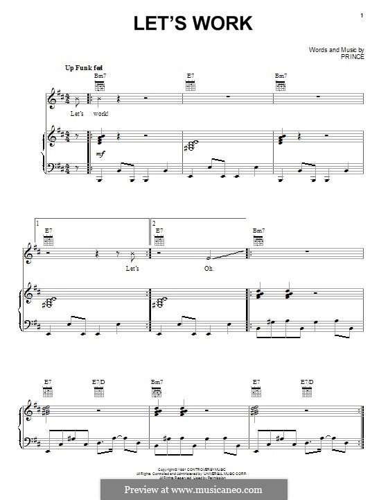 Let's Work by Prince - sheet music on MusicaNeo