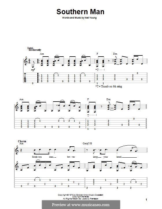 Southern Man By N Young Sheet Music On Musicaneo