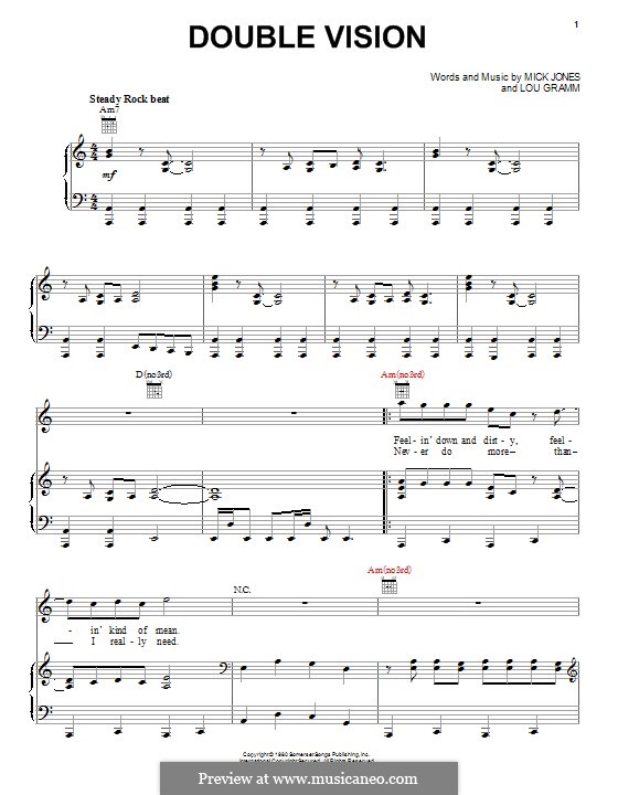 Double Vision (Foreigner) by L. Gramm, M. Jones - sheet music on MusicaNeo Double Vision (Foreigner) by L. Gramm, M. Jones - sheet music on MusicaNeo