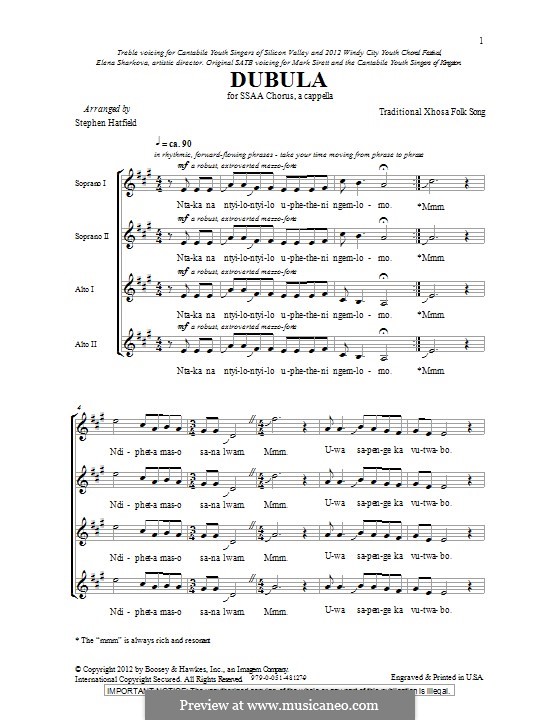 Dubula by S. Hatfield - sheet music on MusicaNeo