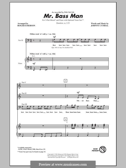 Mr. Bass Man by J. Cymbal - sheet music on MusicaNeo