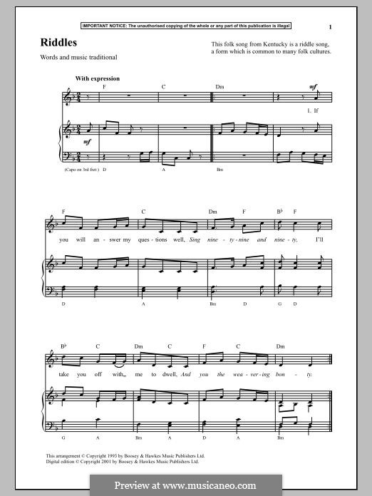 Riddles by folklore - sheet music on MusicaNeo