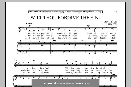 Wilt Thou Forgive the Sin? by J. Hilton - sheet music on MusicaNeo Wilt Thou Forgive the Sin? by J. Hilton - sheet music on MusicaNeo