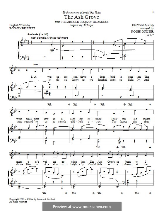 The Ash Grove by folklore - sheet music on MusicaNeo