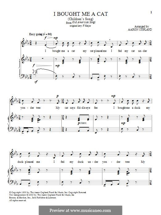 I Bought Me a Cat by folklore - sheet music on MusicaNeo