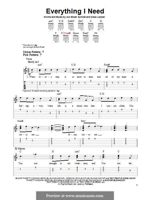 Everything I Need (Kutless) by J.M. Sumrall, D. Lubben on MusicaNeo