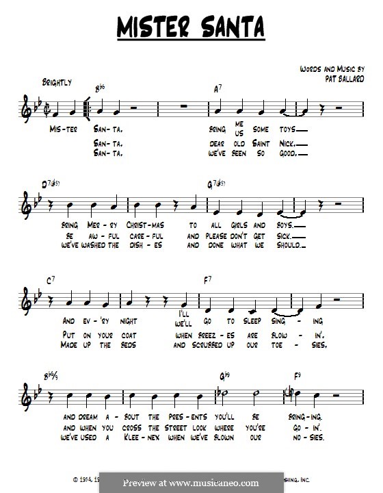 Mister Santa by P. Ballard - sheet music on MusicaNeo