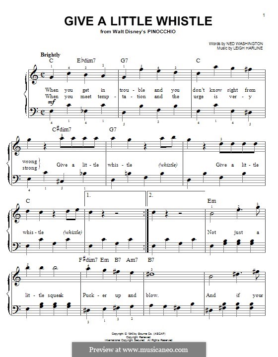 Give a Little Whistle (from Walt Disney's Pinocchio) by L. Harline on ...