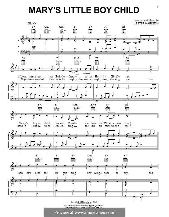 Mary's Little Boy Child by J. Hairston - sheet music on MusicaNeo Mary's Little Boy Child by J. Hairston - sheet music on MusicaNeo