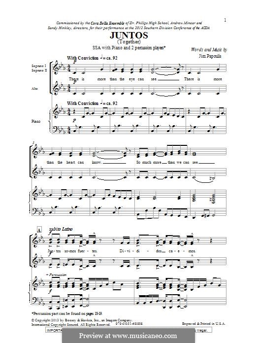 Juntos by J. Papoulis - sheet music on MusicaNeo