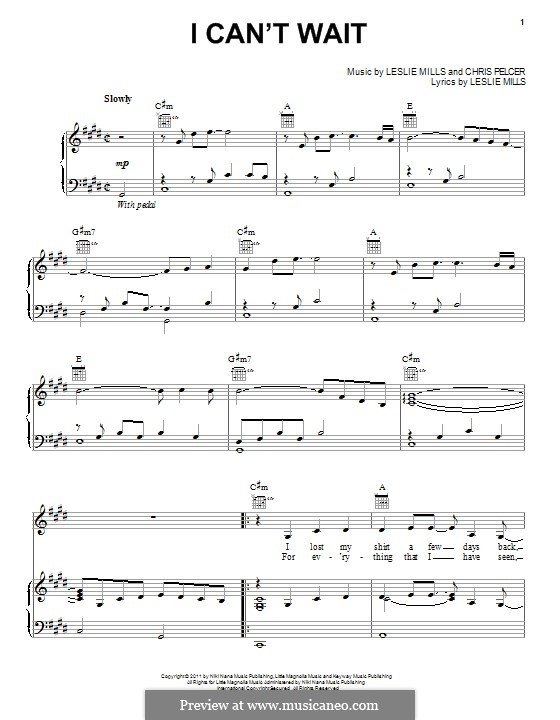 I Can't Wait (Yanni) by C. Pelcer, L. Mills - sheet music on MusicaNeo